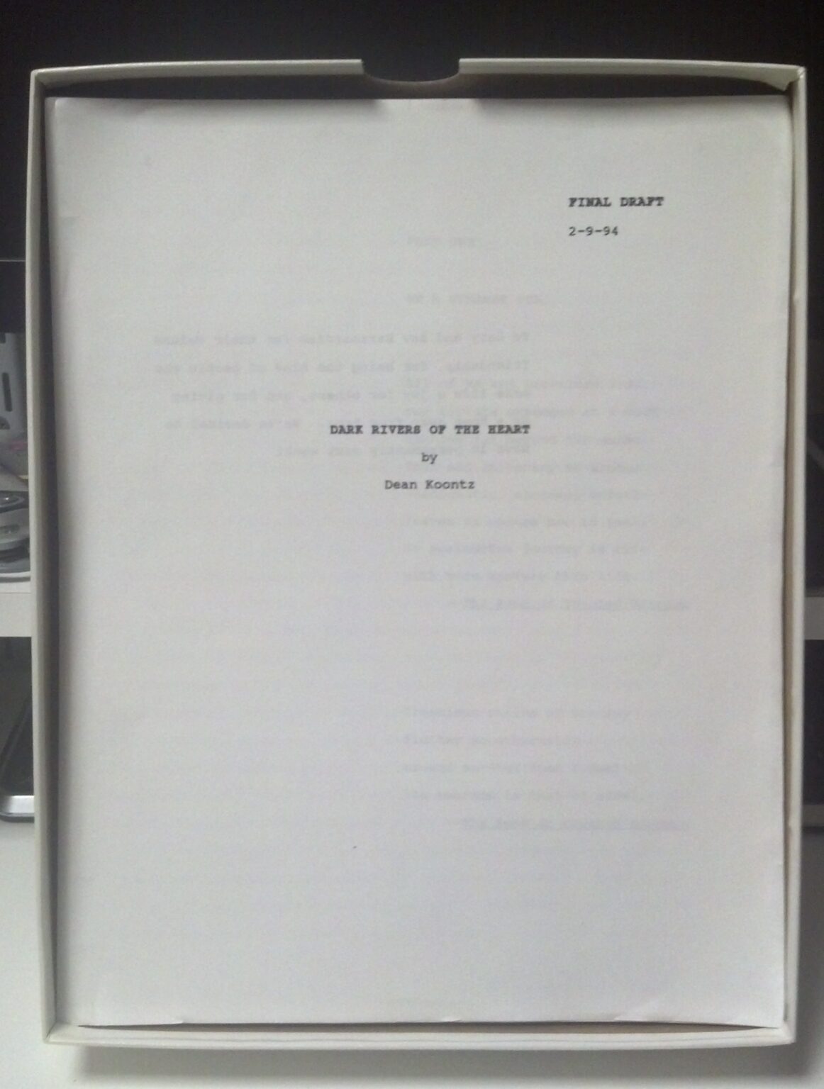 Throwback Thursday: Dark Rivers of the Heart final draft manuscript ...