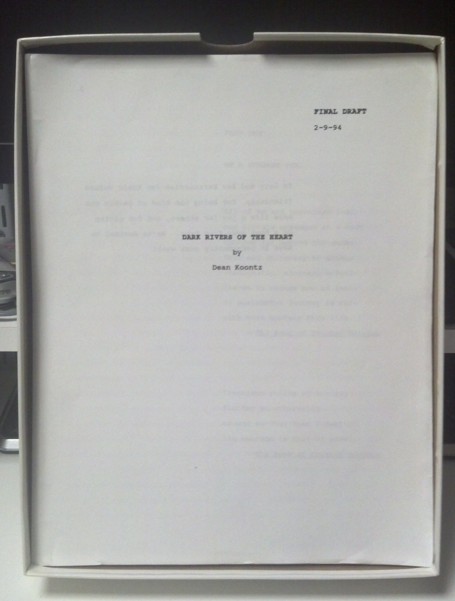 Throwback Thursday: Dark Rivers of the Heart final draft manuscript - The Collector's Guide to ...
